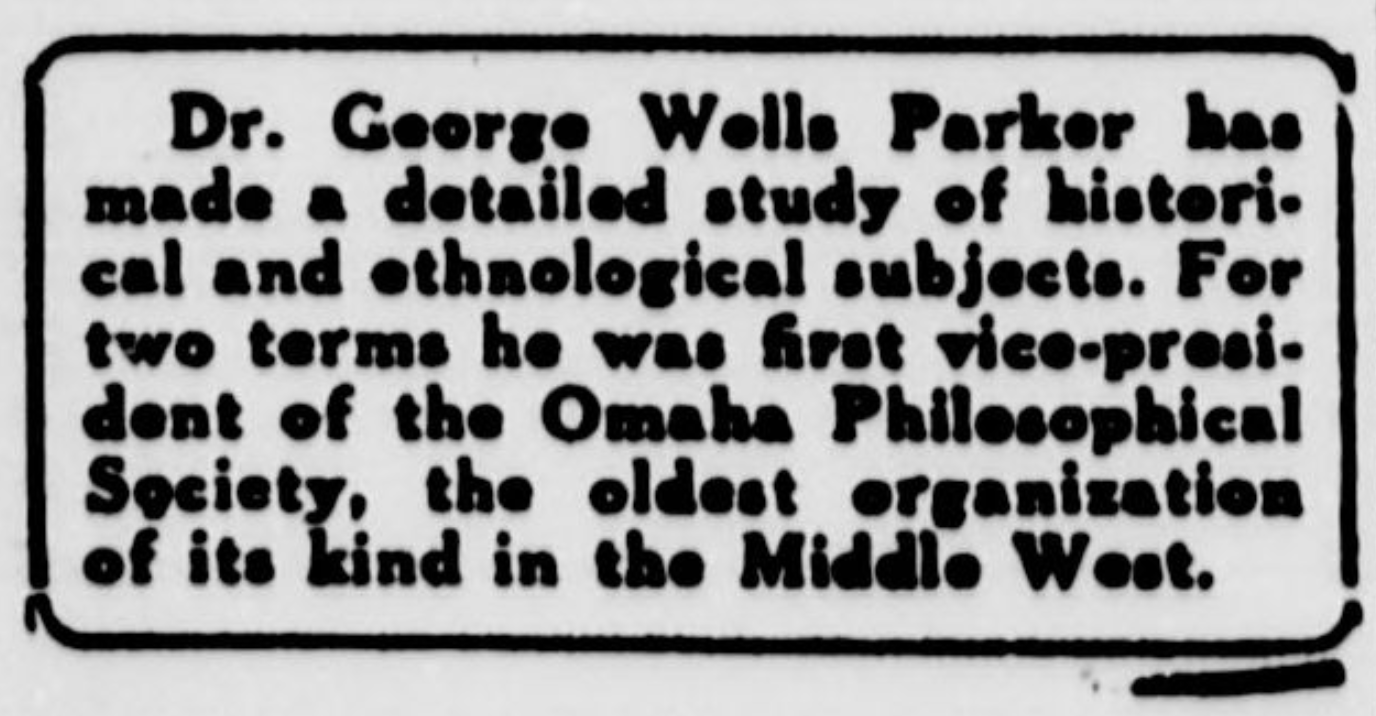 A Biography of George Wells Parker – NorthOmahaHistory.com