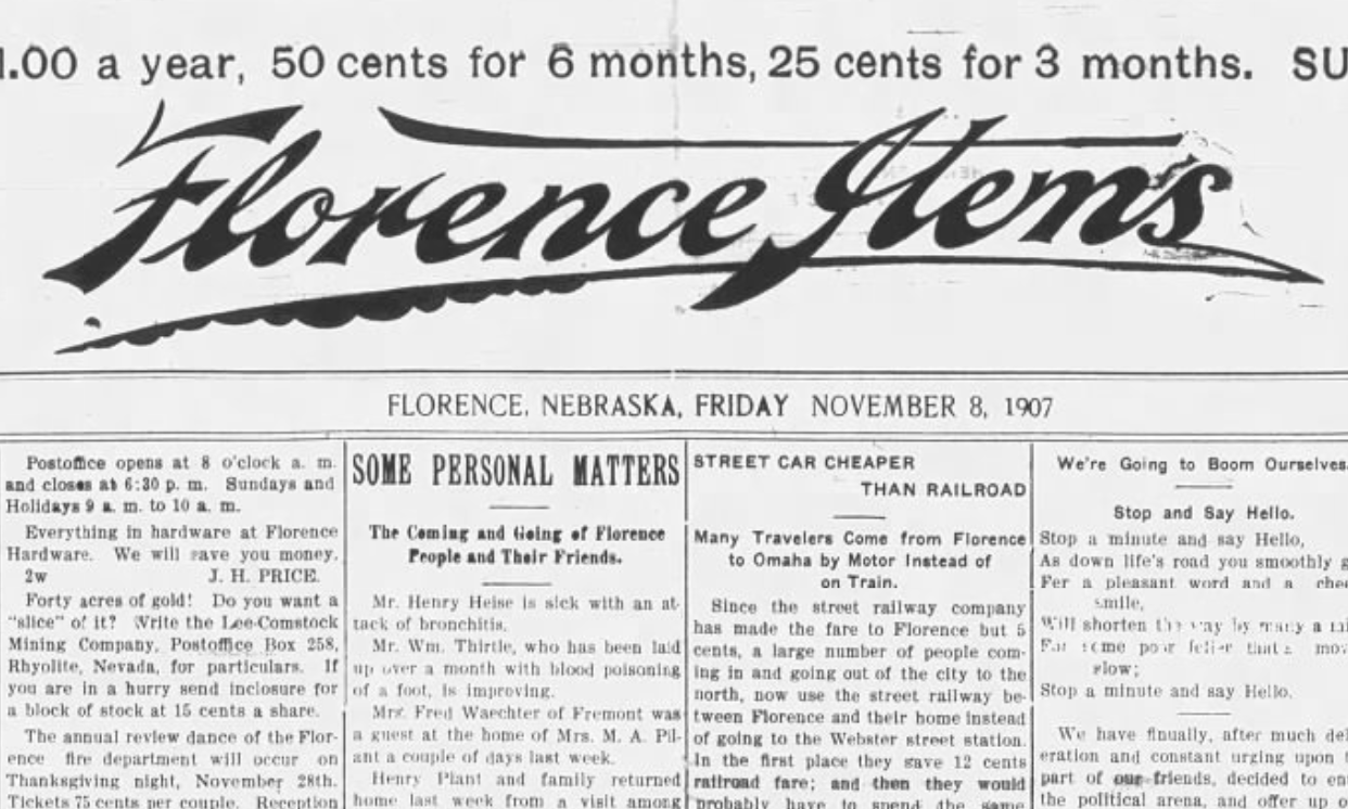 A History of Newspapers in Florence – NorthOmahaHistory.com